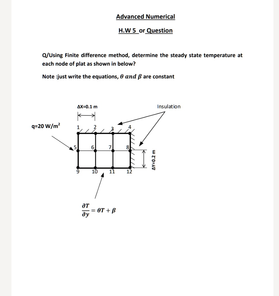 Advanced Numerical H.W 5 or Question Q/Using Finite difference method ...