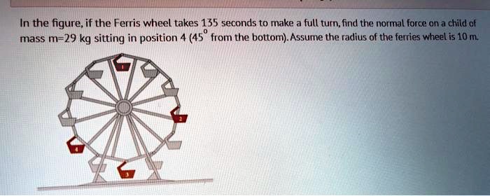 SOLVED: In the figure, if the Ferris wheel takes 135 seconds to make a ...