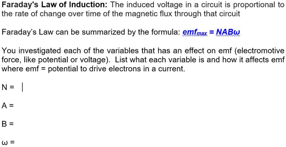 faradays law of induction the induced voltage in a circuit is ...