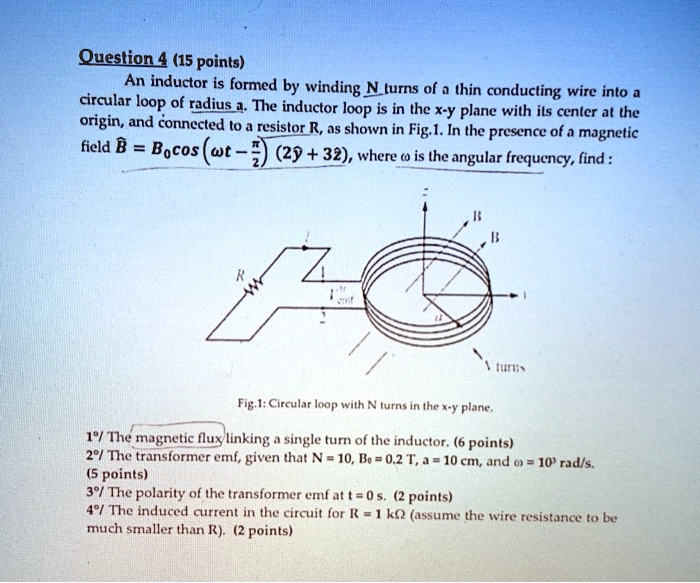 Question 4 (15 points) An inductor is formed by winding N turns of a ...