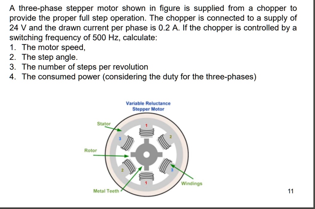 SOLVED: A three-phase stepper motor shown in the figure is supplied ...