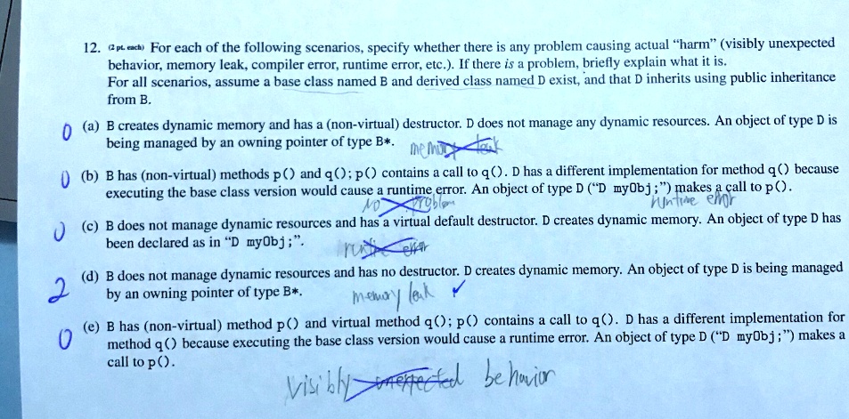 Solved C Problem Need All Answers Behavior Memory Leak Compiler Errorruntime Error Etc
