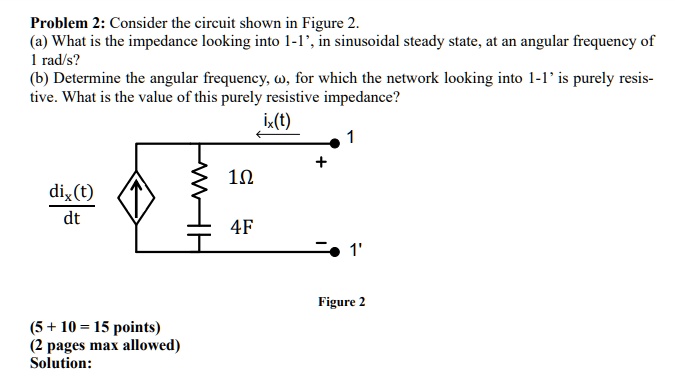 SOLVED: Problem 2: Consider the circuit shown in Figure 2. (a) What is the impedance looking ...