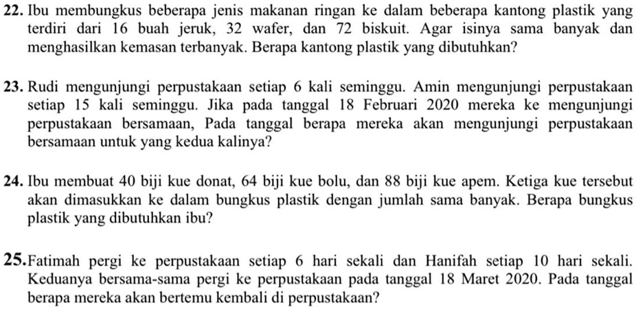 SOLVED: Tolong bantuannya kak.. pliss 22. Ibu membungkus beberapa jenis ... SOLVED: Tolong bantuannya kak.. pliss 22. Ibu membungkus beberapa jenis ...