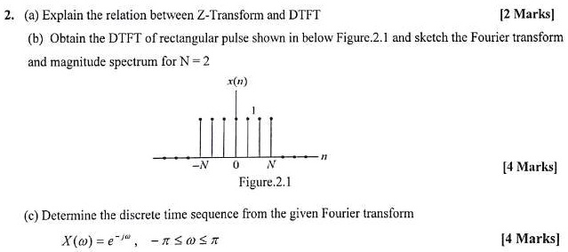 2. (a) Explain the relation between Z-Transform and DTFT [2 Marks] (b ...
