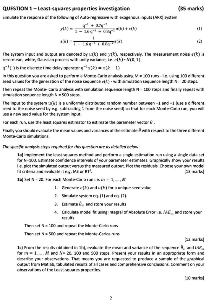 question1 least squares properties investigation 35 marks q107q 2 1 1 2 ...