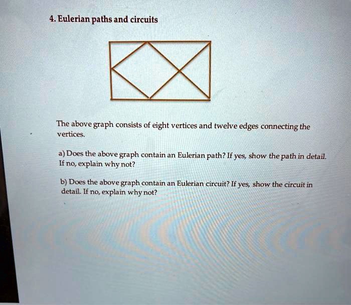 Solved Eulerian Paths And Circuits The Above Graph Consists Of Eight Vertices And Twelve