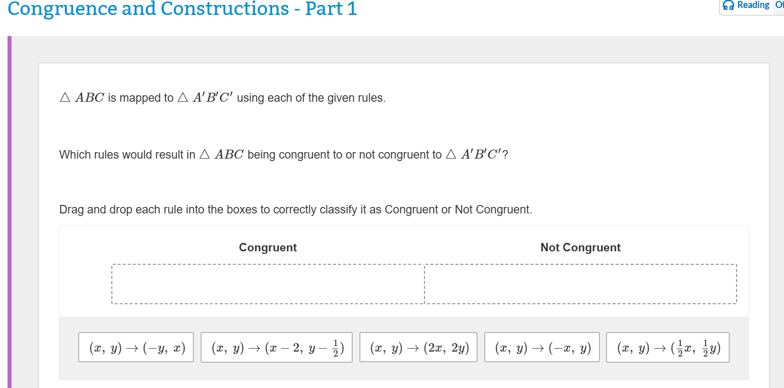 Congruence and Constructions - Part 1 Reading A B C is mapped to A^' B ...