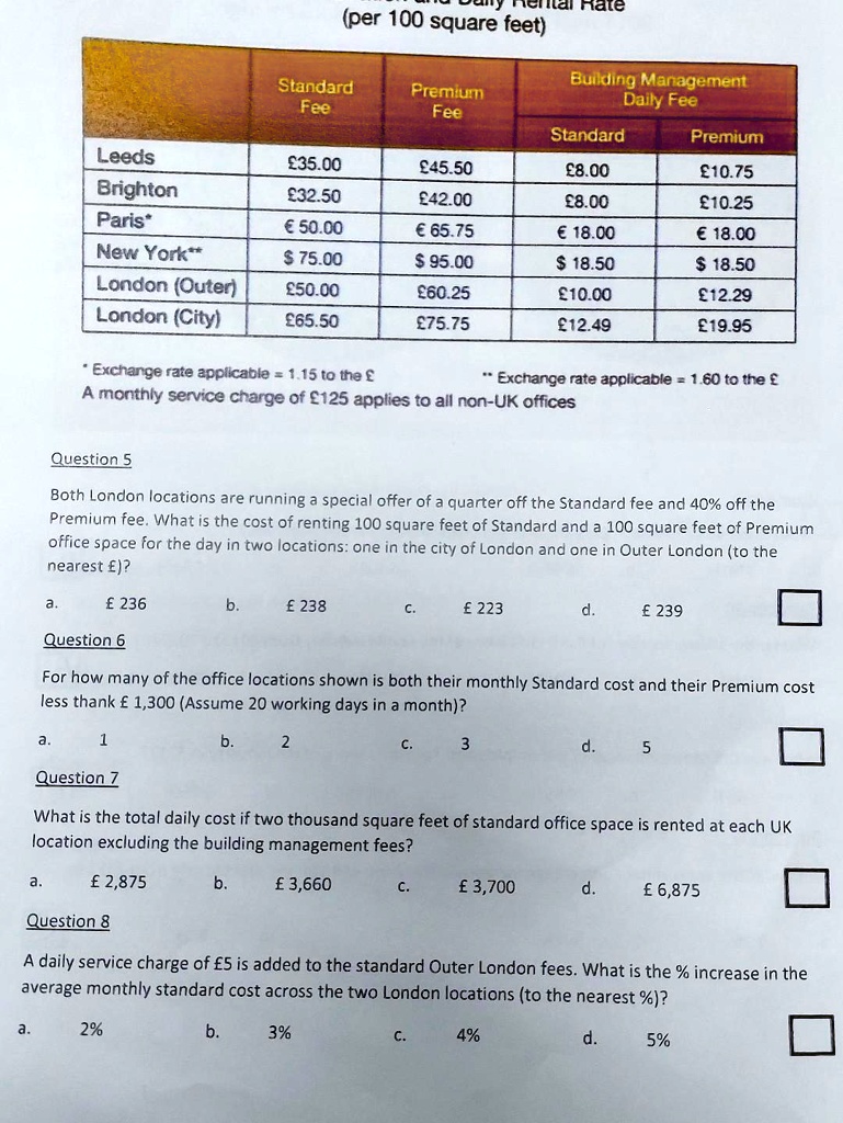 Text: y.nenalRate per 100 square feet) Standard Fee Building Management ...