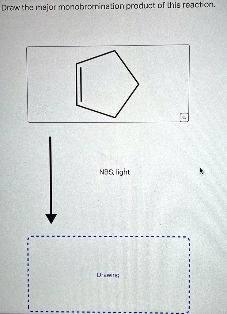 Draw the major monobromination product of this reaction. NBS, light Drawing