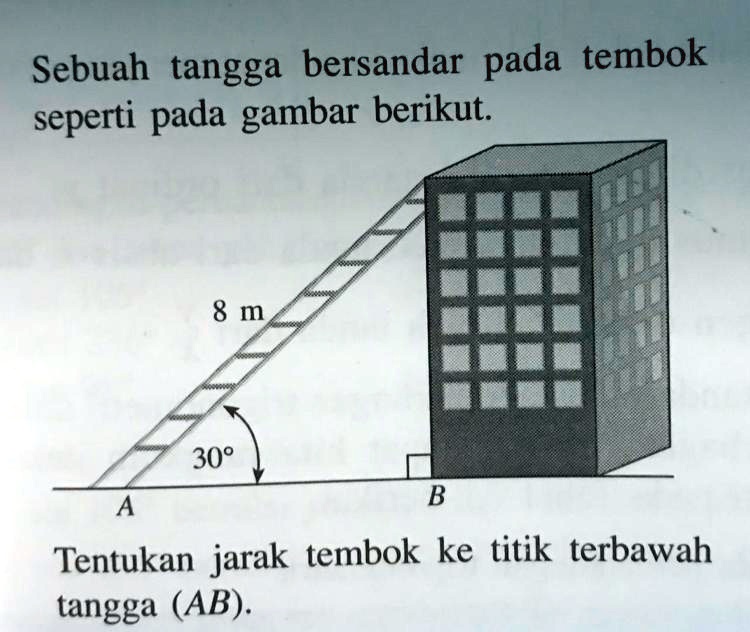 SOLVED: Sebuah tangga bersandar pada tembok seperti gambar berikut ...
