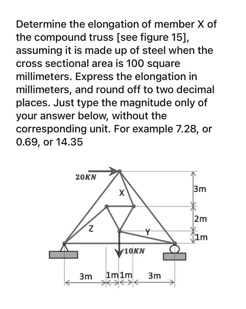 SOLVED: Determine the elongation of member X of the compound truss [see ...