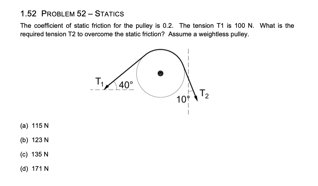 1.52 PROBLEM 52 - STATICS The coefficient of static friction for the ...