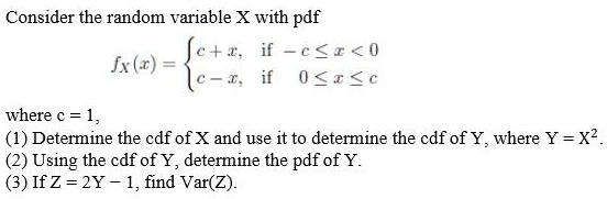 SOLVED: Consider the random variable X with pdf f(x) = e^x. If -âˆž
