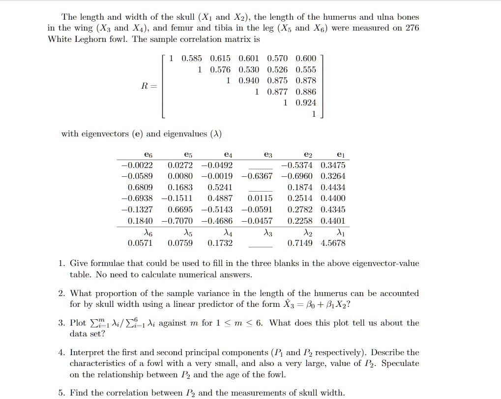 the length and width of the skull x1 and xz the length of the humerus ...