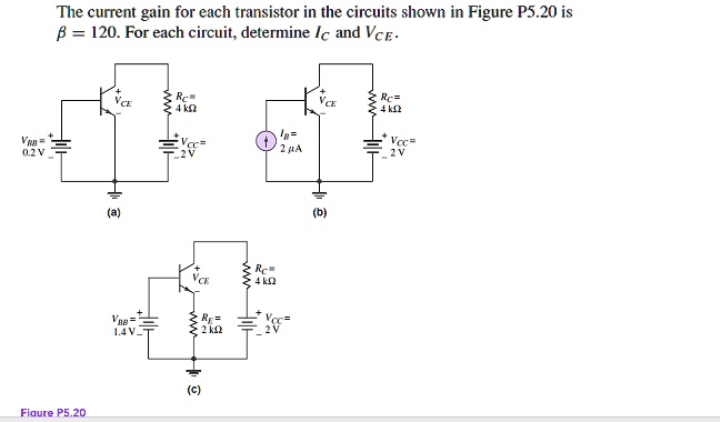 The current gain for each transistor in the circuits shown in Figure P5.20 is β = 120. For each ...