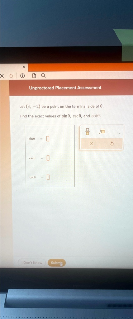 unproctored placement assessment let 3 2 be a point on the terminal ...