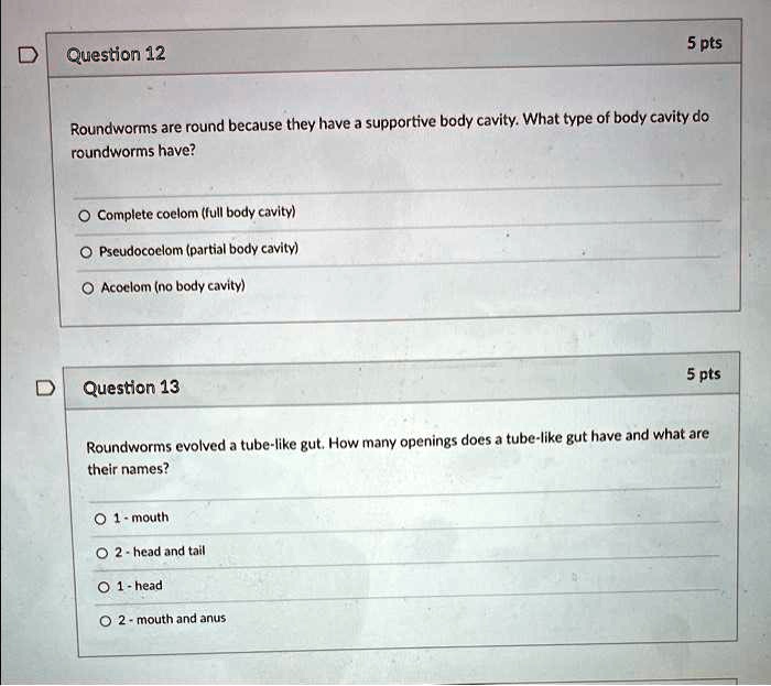 Roundworms are round because they have a supportive body cavity. What ...