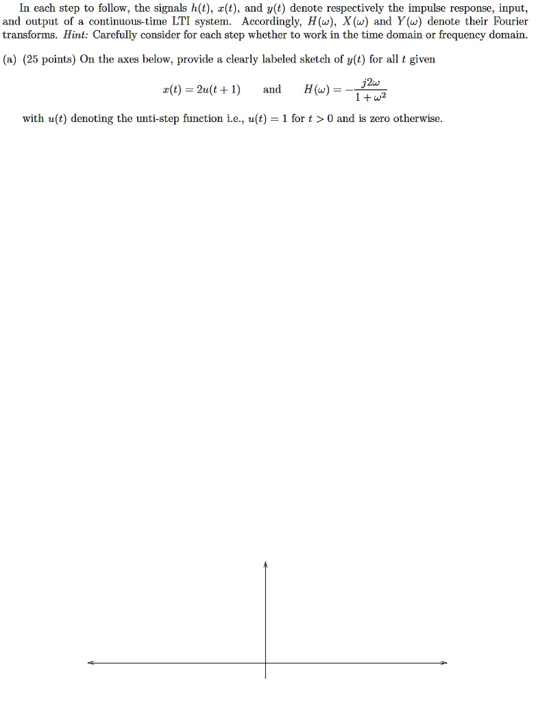 In each step to follow, the signals h(t), x(t), and y(t) denote ...