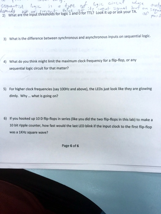 Solved 1 What Are The Input Thresholds For Logic 1 And 0 For Ttl Look It Up Or Ask Your Ta 2