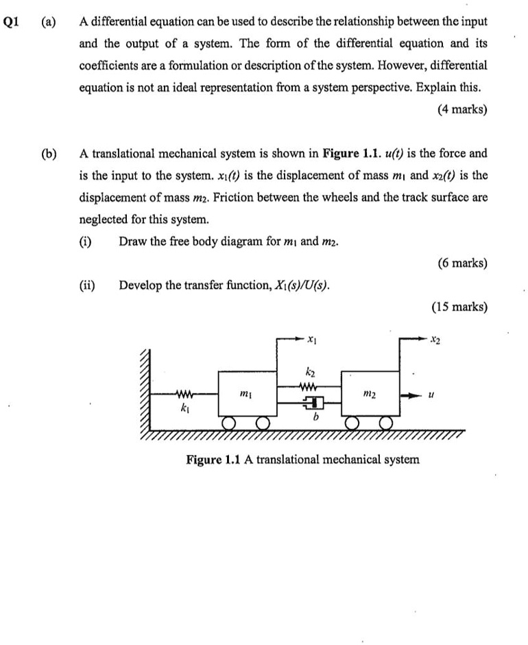 SOLVED: (a) A differential equation can be used to describe the relationship between the input ...