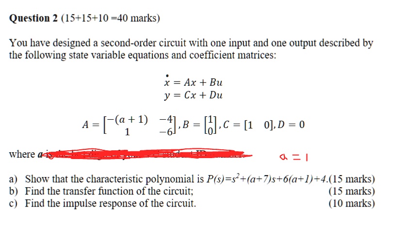 question 2 151510 40 marks you have designed a second order circuit ...