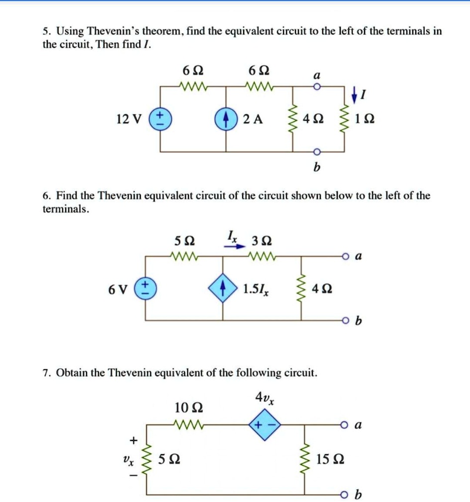 SOLVED: Using Thevenin's theorem, find the equivalent circuit to the left of the terminals in ...
