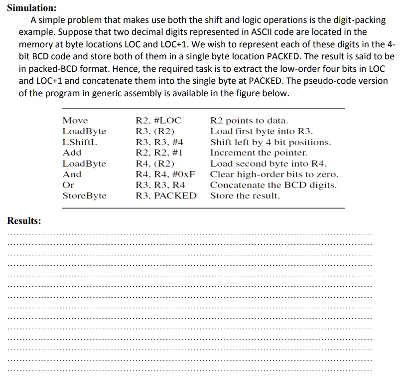 Solved Simulation A Simple Problem That Makes Use Of Both Shift And Logic Operations Is The 6259