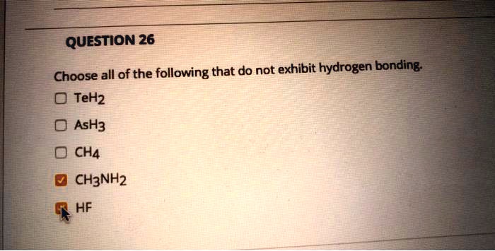 SOLVED: QUESTION 26 Choose all of the following that do not exhibit ...