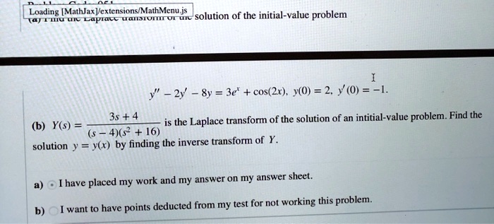 Solved Loading Mathjax Extensions Mathmenu Js Solution Of The Initial Value Problem Td