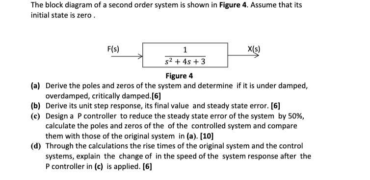The block diagram of a second order system is shown in Figure 4. Assume ...