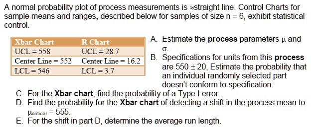 SOLVED: A normal probability plot of process measurements is a straight ...