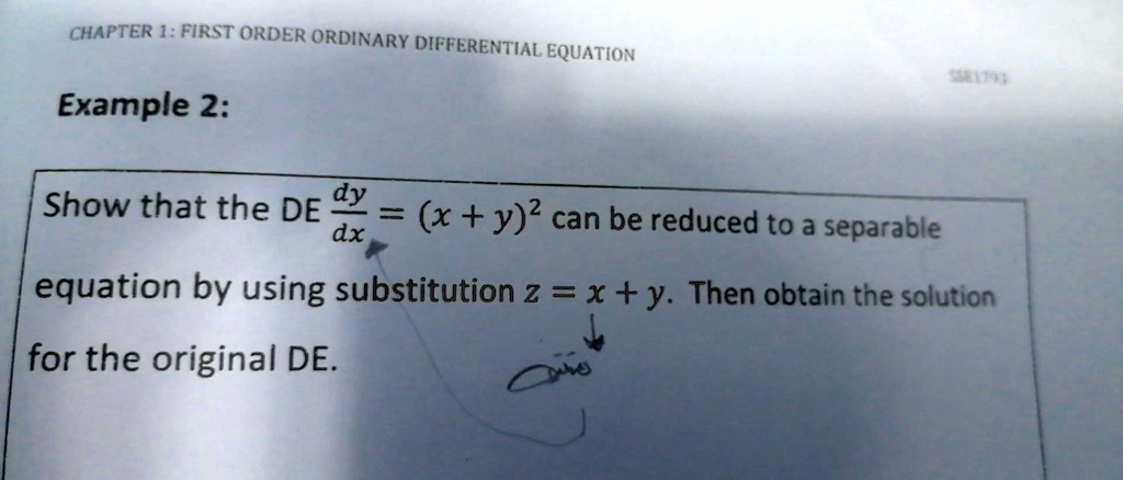 SOLVED: CHAPTER 1: FIRST ORDER ORDINARY DIFFERENTIAL EQUATION Example 2 ...