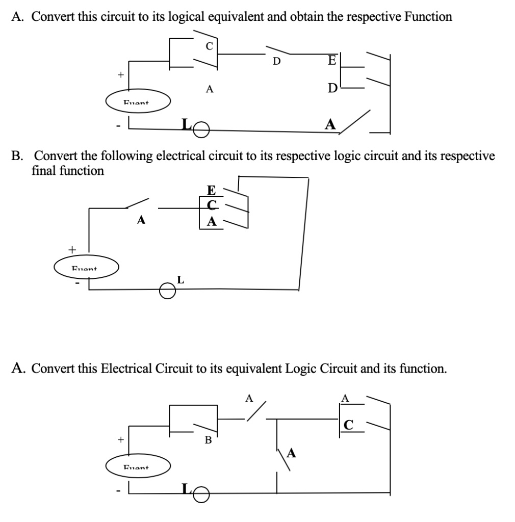 A. Convert this circuit to its logical equivalent and obtain the respective Function D E + F ...