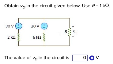 SOLVED: Obtain vo in the circuit given below. Use R = 1 kΩ. Obtain Vo in the circuit given below ...