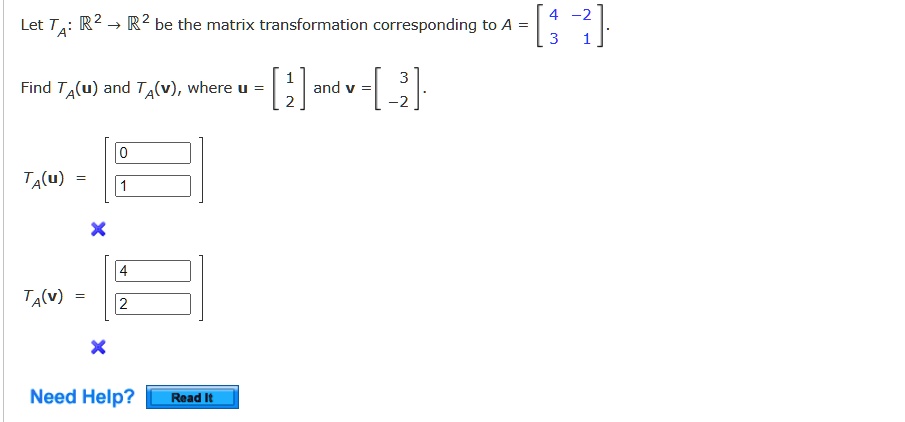 SOLVED: Let TA: R^2 -> R^2 be the matrix transformation corresponding ...