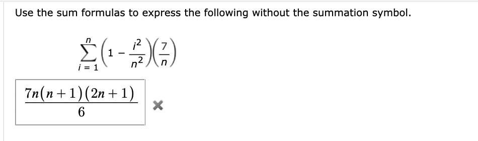 Use the sum formulas to express the following without the summation ...