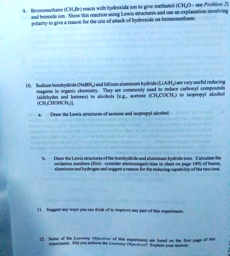 SOLVED: with hydroxide ion to give methanol (CH,O see Problem ...
