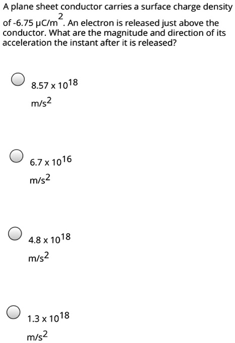 SOLVED: A plane sheet conductor carries a surface charge density of -6. ...