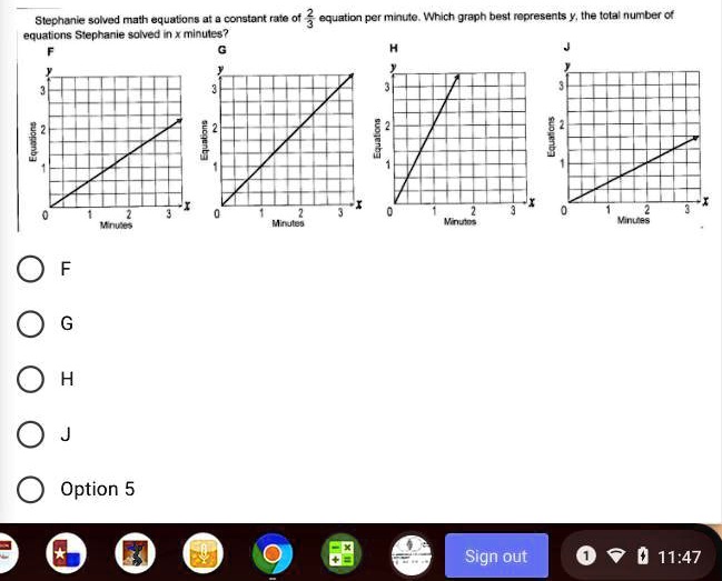 SOLVED: Stephanie solves math equations at a constant rate of 2/3 ...
