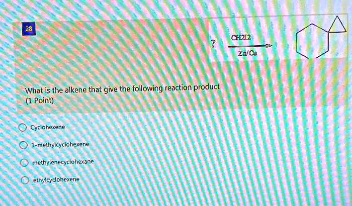 SOLVED: CH2I2 ZwQ What is the alkene that gives the following reaction product? (Point ...