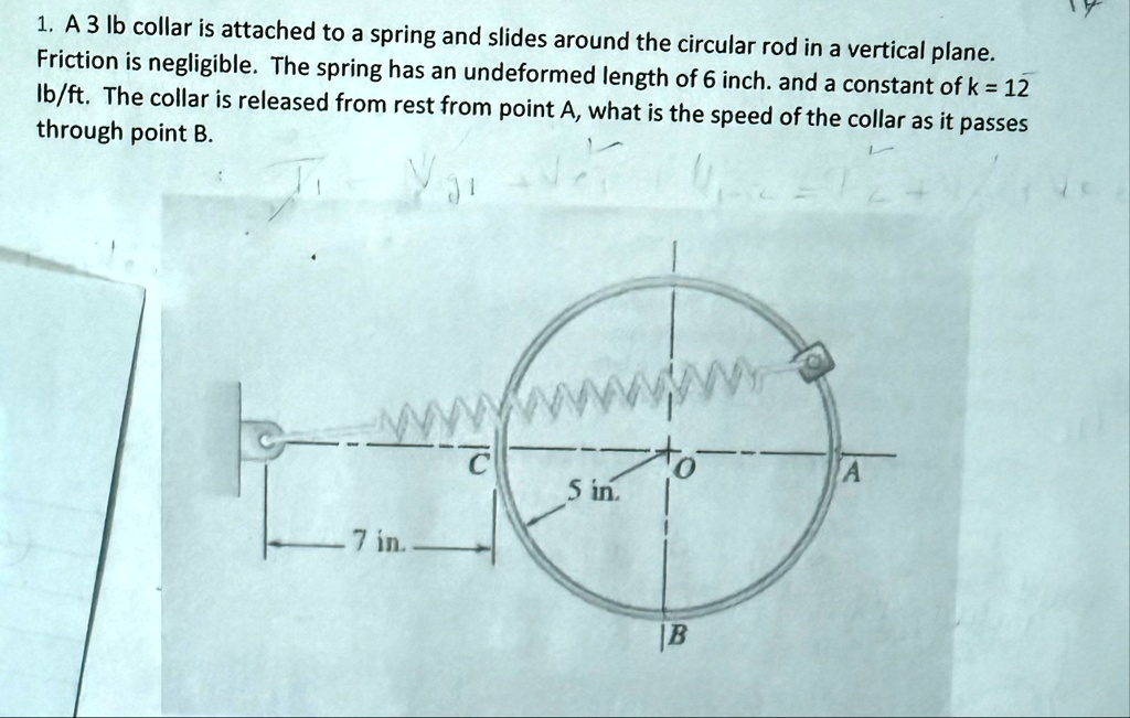 1 a 3 lb collar is attached to a spring and slides around the circular ...