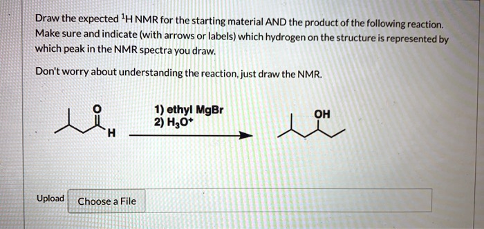 SOLVED: Draw the expected 1H NMR for the starting material AND the product of the following ...