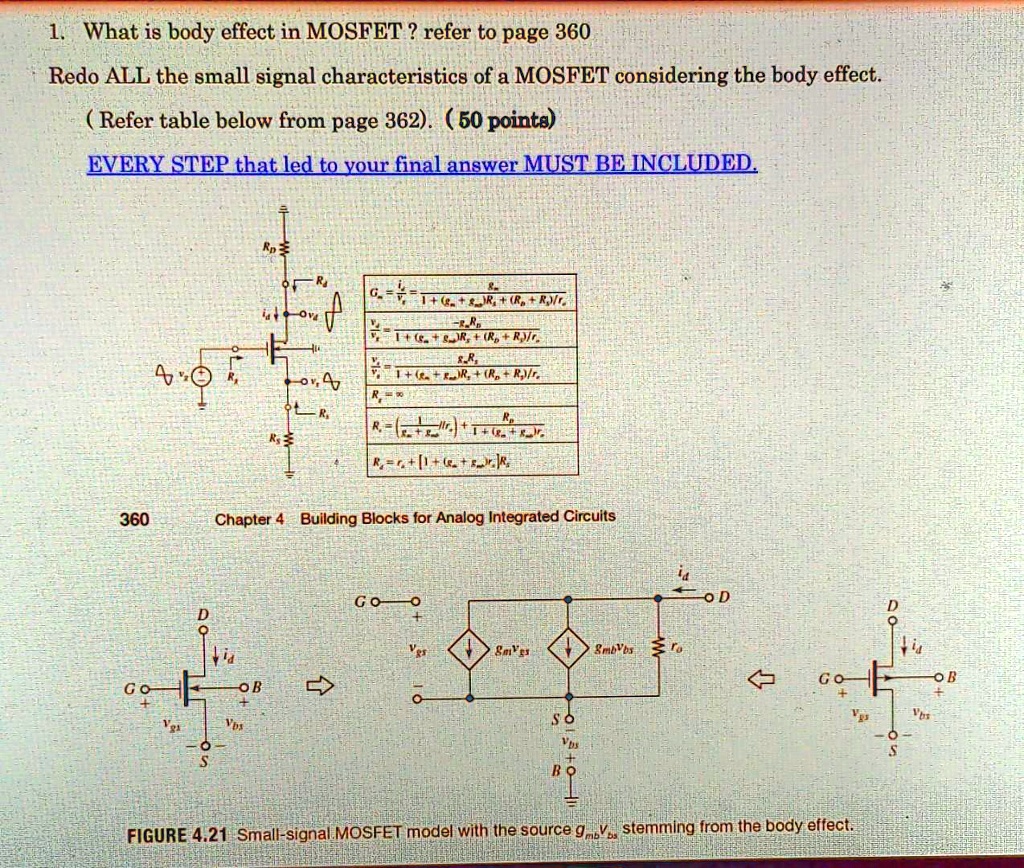 what is the body effect in mosfet refer to page 360 redo all the small ...