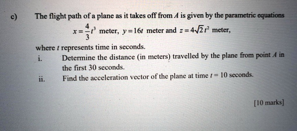 SOLVED: The flight path of a plane as it takes off from A is given by ...