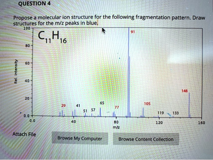 question 4 propose a molecular ion structure for the following ...