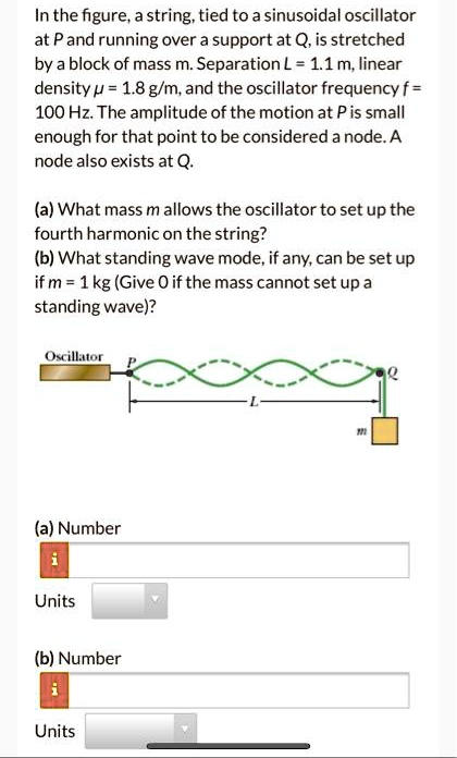 SOLVED: In the figure, a string is tied to a sinusoidal oscillator at P ...