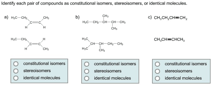 SOLVED: 'Identify each pair of compounds as constitutional isomers ... SOLVED: 'Identify each pair of compounds as constitutional isomers ...