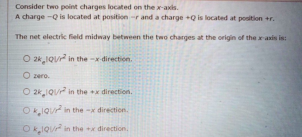 SOLVED: Consider two point charges located on the X-axis. Charge -Q is located at position -r ...