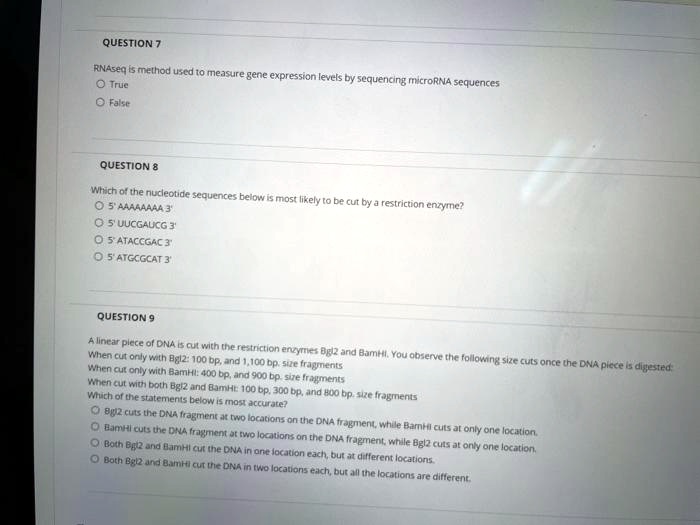 question 7 rnaseq telhod uicd mesure gene expression gcls vtrue dy sequercing ttncrorna ...